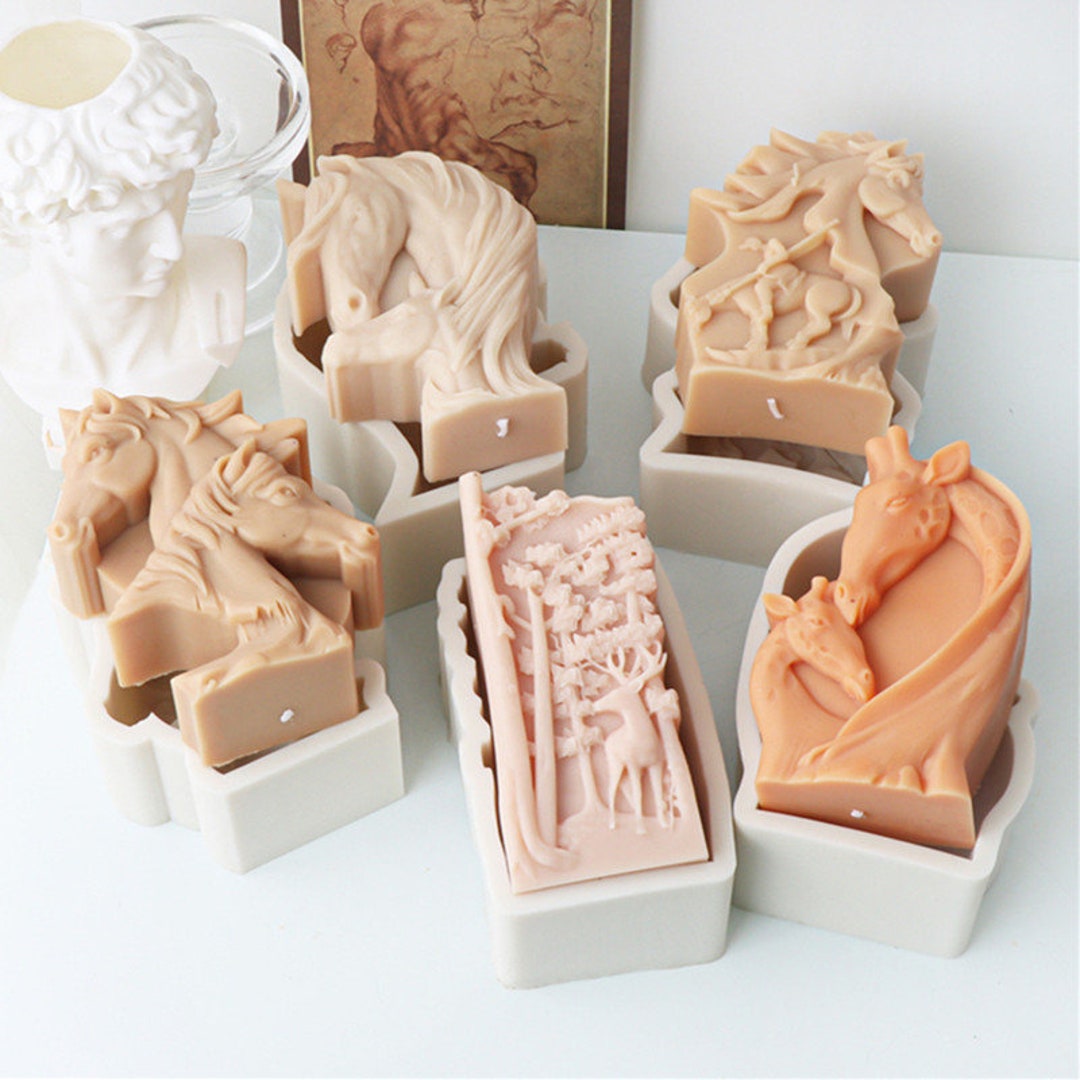 Horse Head Candle Silicone Mold-mother and Baby Giraffe Candle Mold ...