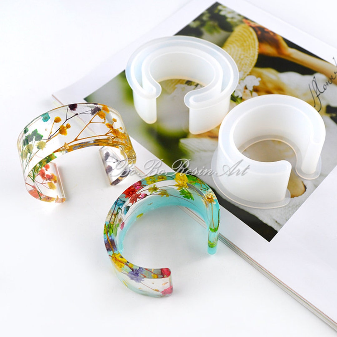 Semi-open C- Shaped Round Resin Mold-geometric Bracelet Silicone Mold ...