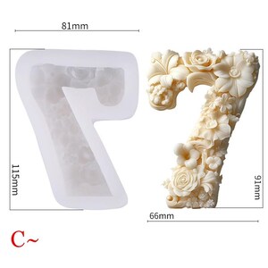 Flower Number Candle Silicone Mold-rose Number Candle Mold-number ...