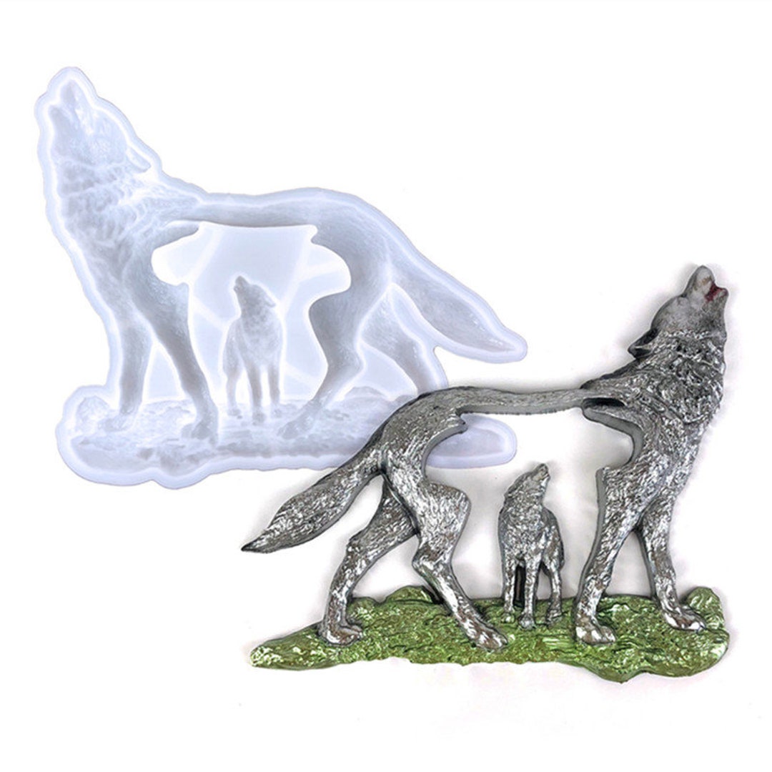 Howling Wolf Silicone Mold-hollow Wolf Resin Mold-double Wolf Mold-wolf ...
