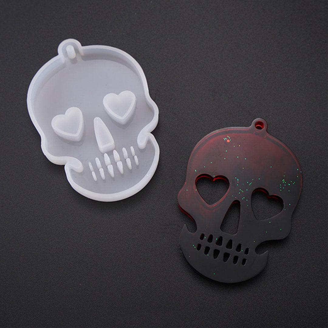 Skull Head Silicone Mold-skull Keychain Resin Mold-halloween Skull ...