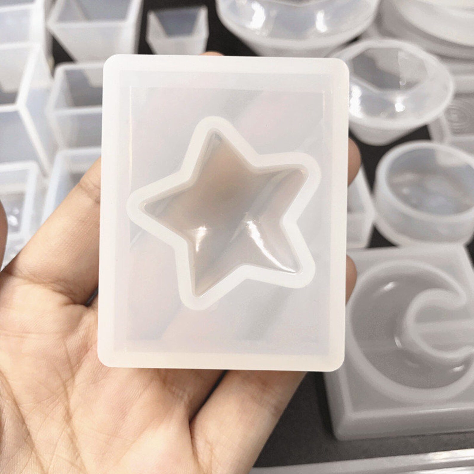 Shiny Star Moon Silicone Mold-star Moon Resin Mold-star Moon Keychain ...