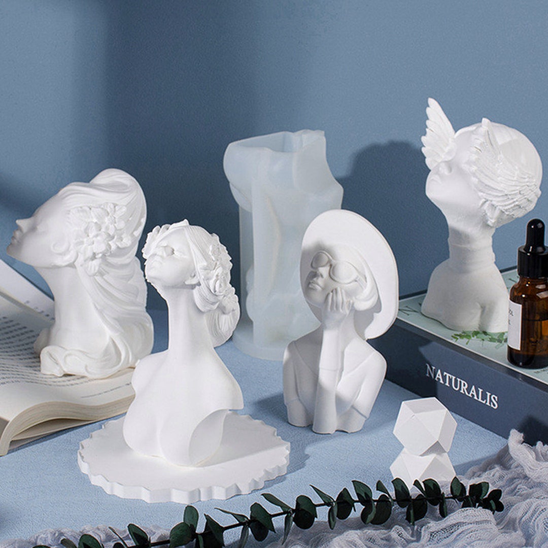 7 Styles Girl Statue Silicone Mold-flower Girl Candle Mold-blindfolded ...