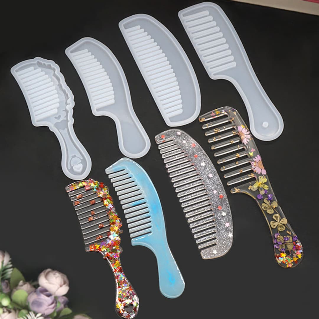 4 Styles Comb Silicone Mold-hair Comb Resin Mold-floral Comb Resin Mold ...