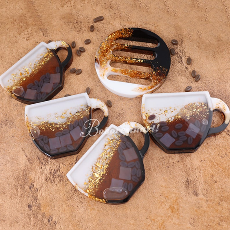 Coffee Cup Quicksand Mold-cup Shaker Resin Mold-coffee Cup Coaster Mold ...