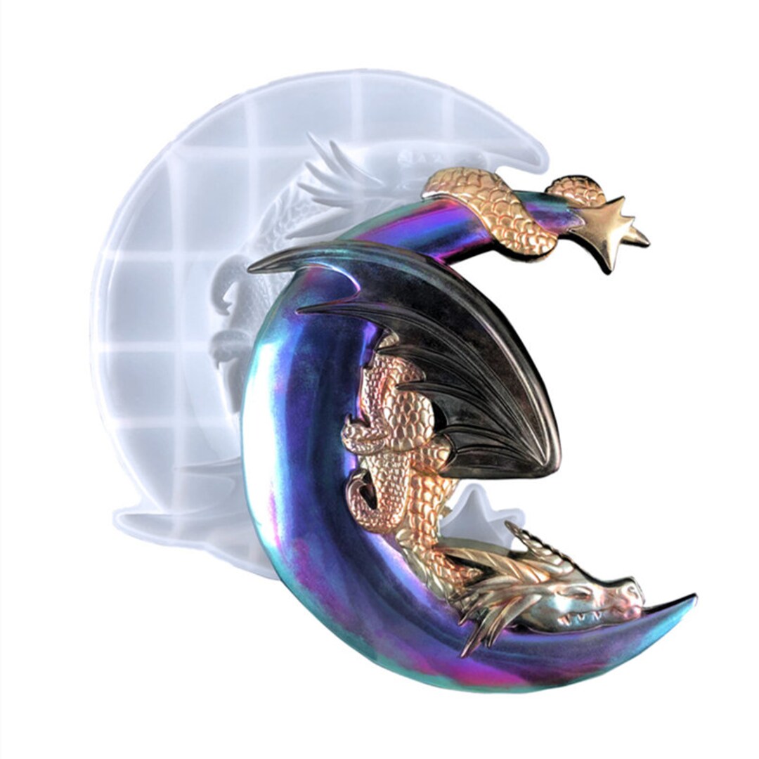 Cool Dragon Silicone Mold-crescent Moon Dragon Mold-large Dragon Resin ...