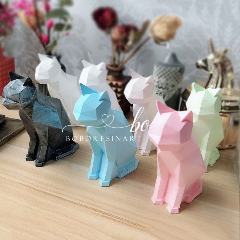 Geometric 3D Cat Silicone Mold-cartoon Cat Resin Mold-cat - Etsy