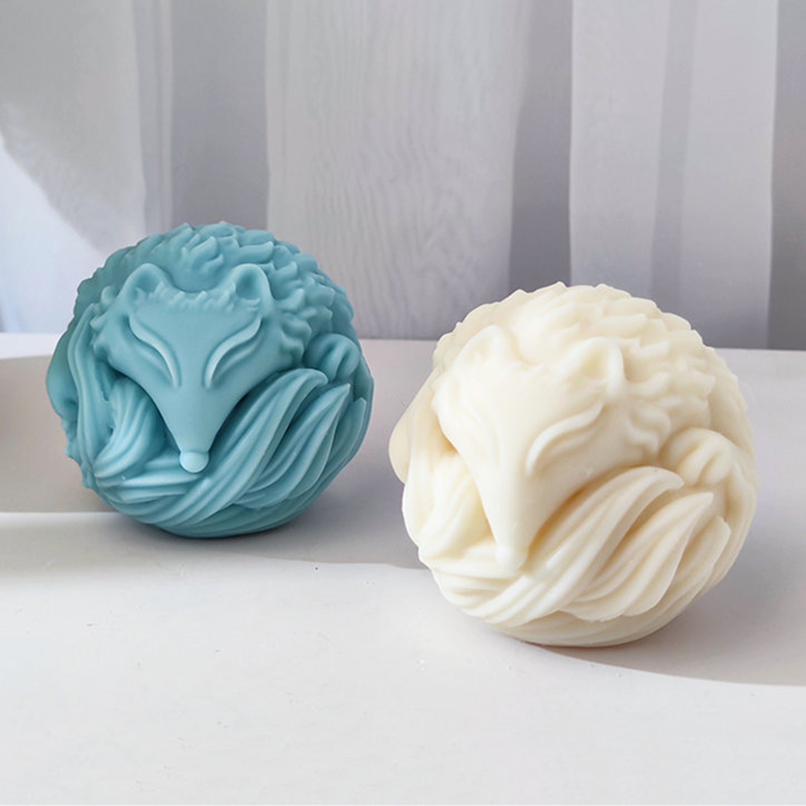 Fox Candle Silicone Mold-sleeping Fox Candle Mold-round Ball Candle ...