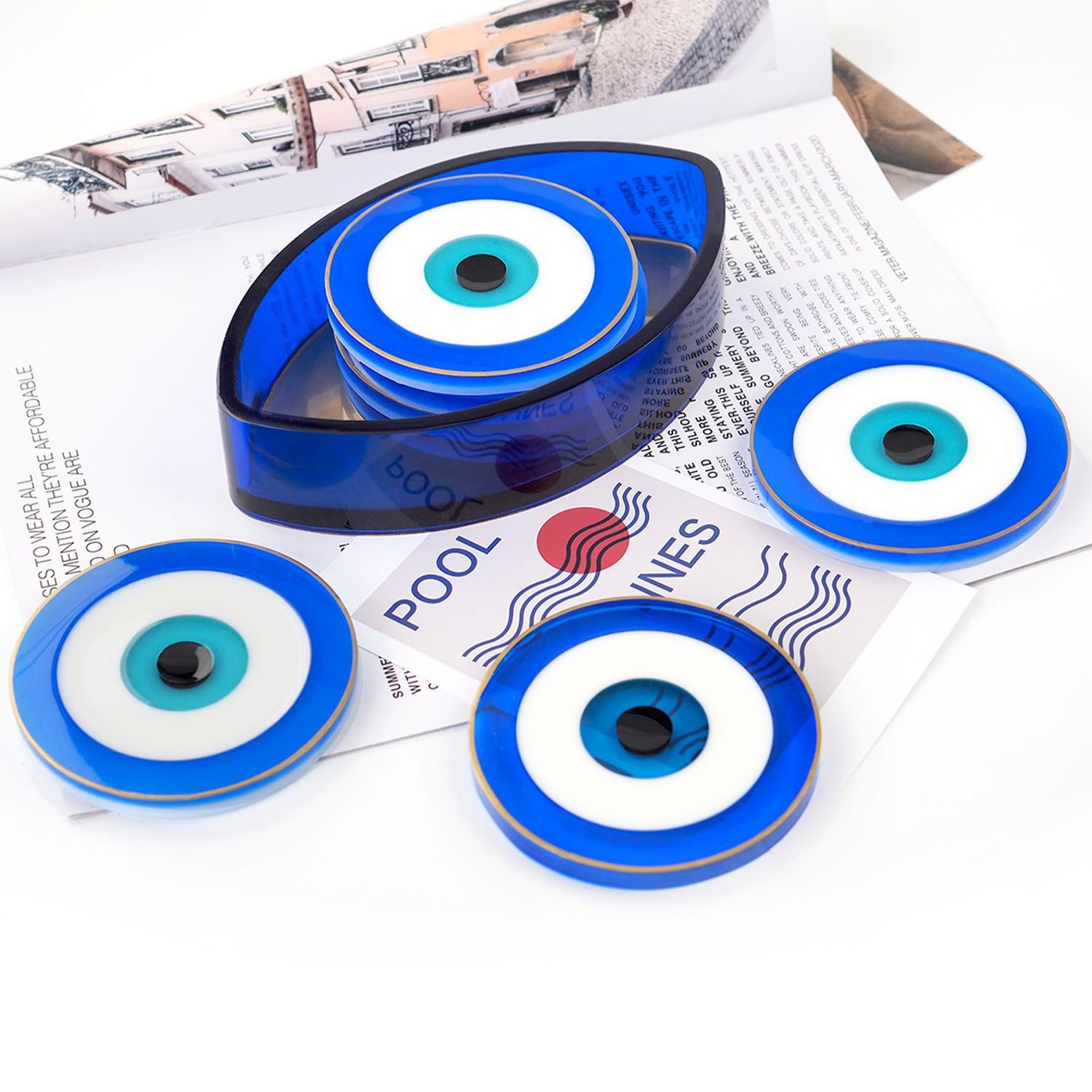 Nazar Boncuk Coaster Resin Mold-evil Eye Coaster Mold-blue Eye Coaster ...