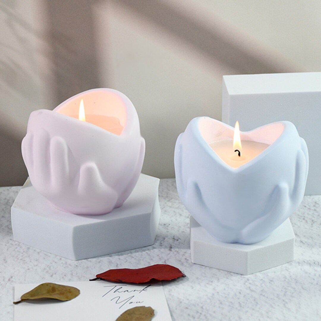 Hand Candle Jar Silicone Mold-hands Holding Heart Box Mold-succulent ...