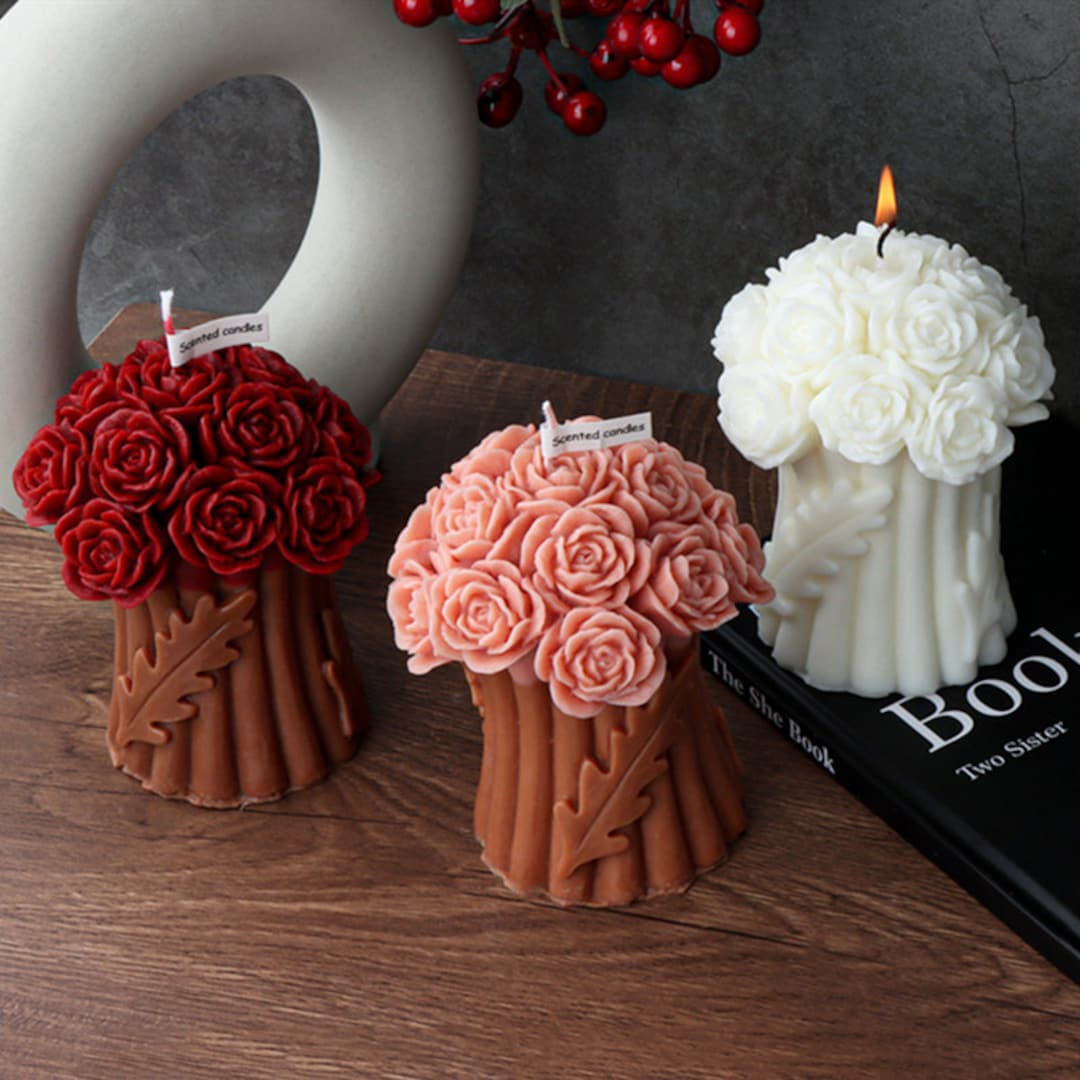 Rose Bouquet Silicone Mold-rose Flower Candle Mold-christmas Candle ...