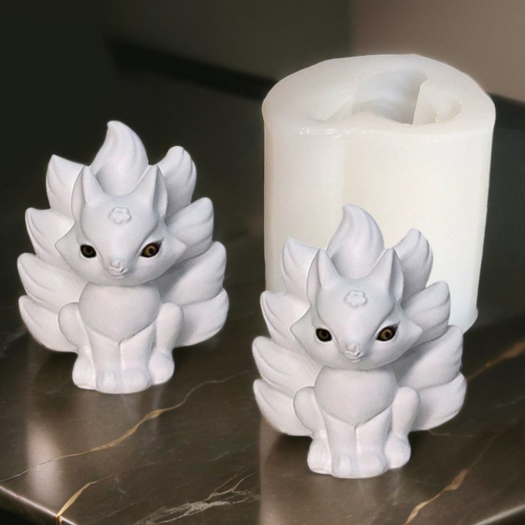 3D Nine Tailed Fox Silicone Mold-9 Tailed Fox Candle Mold-white Fox ...