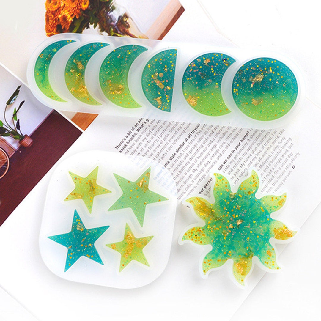 Small Moon Silicone Mold-sun and Moon Resin Mold-five Pointed Star Mold ...