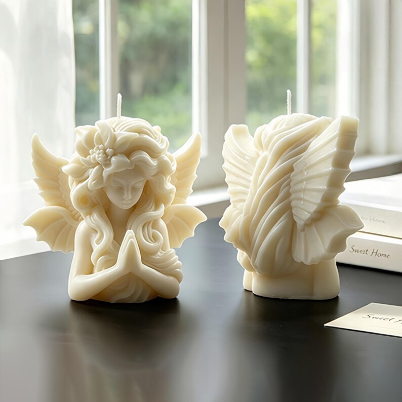 3D Flower Fairy Silicone Mold-praying Angel Candle Mold-fantasy Elf ...