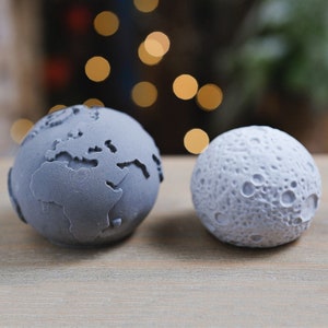 3D Moon Earth Silicone Mold-concrete Globe Mold-moon Sphere Candle Mold ...