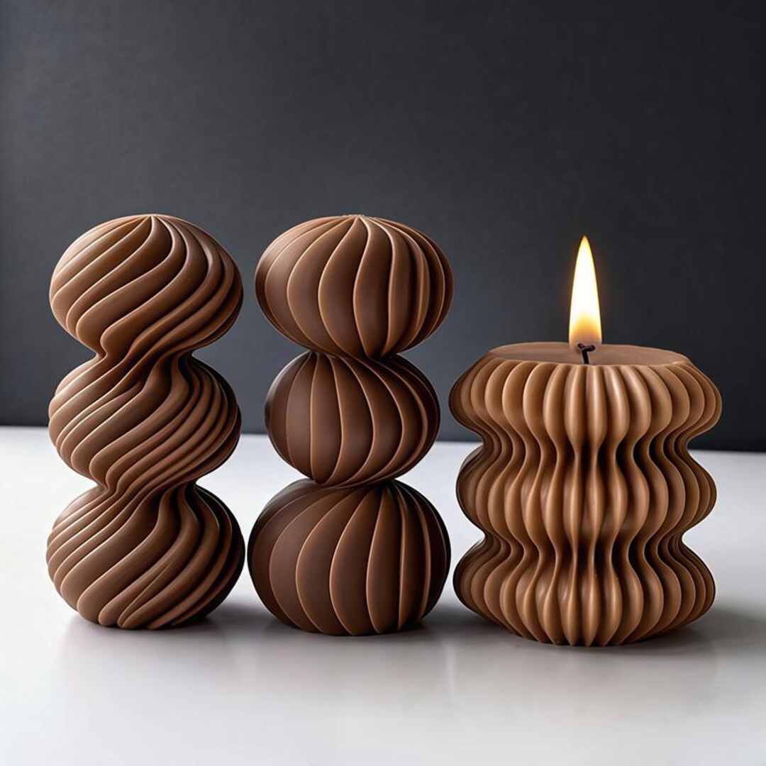 Striped Pillar Candle Silicone Mold-spiral Ball Candle Mold-geometric ...