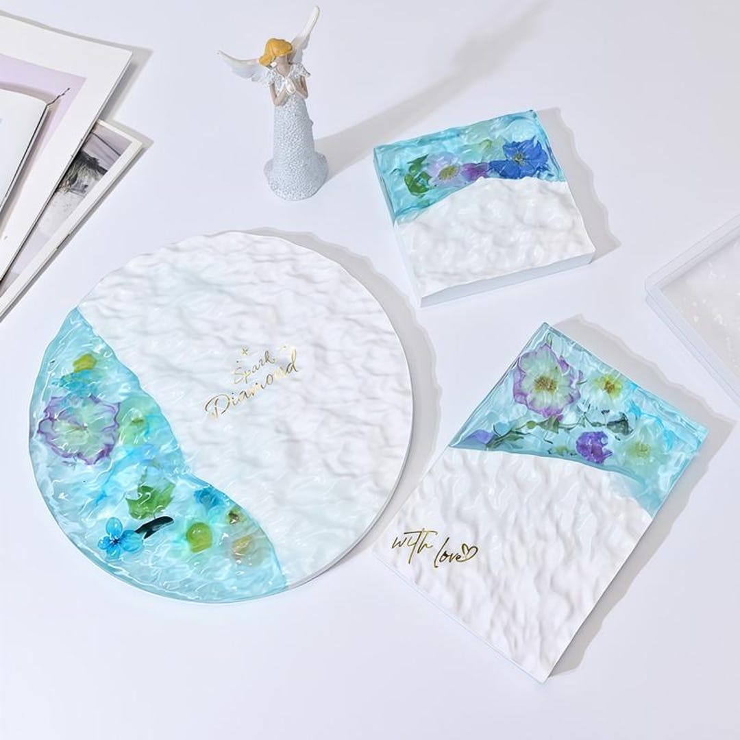 Geometric Wave Tray Silicone Mold-water Ripple Coaster Resin Mold-round ...