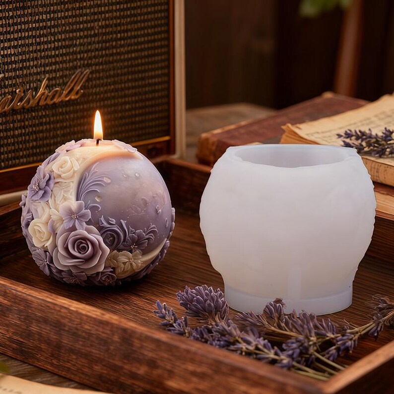 Crescent Sphere Candle Silicone Mold-flower Ball Candle Mold-crescent ...