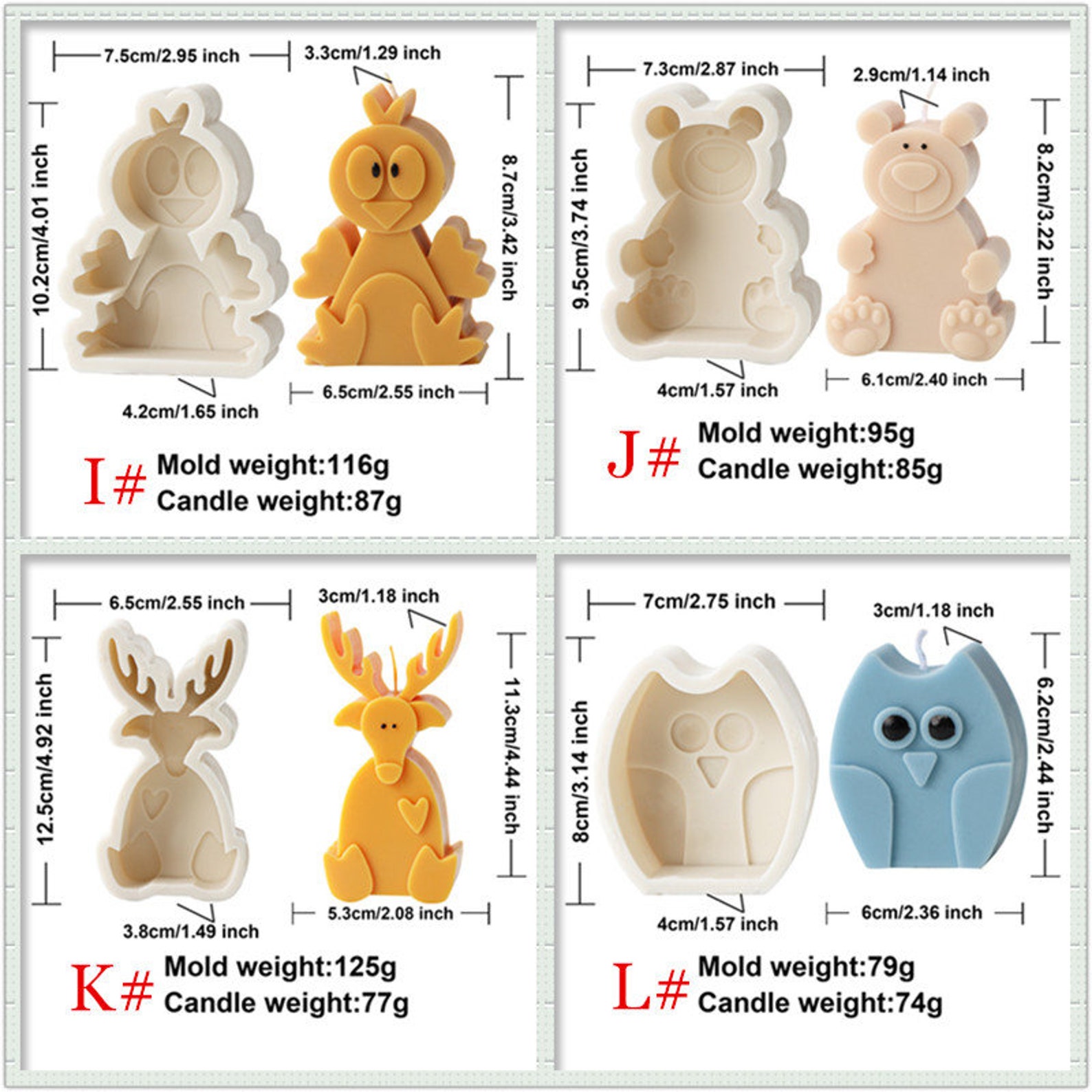 20 Styles Animal Silicone Mold-cartoon Animal Candle Mold-chicken ...