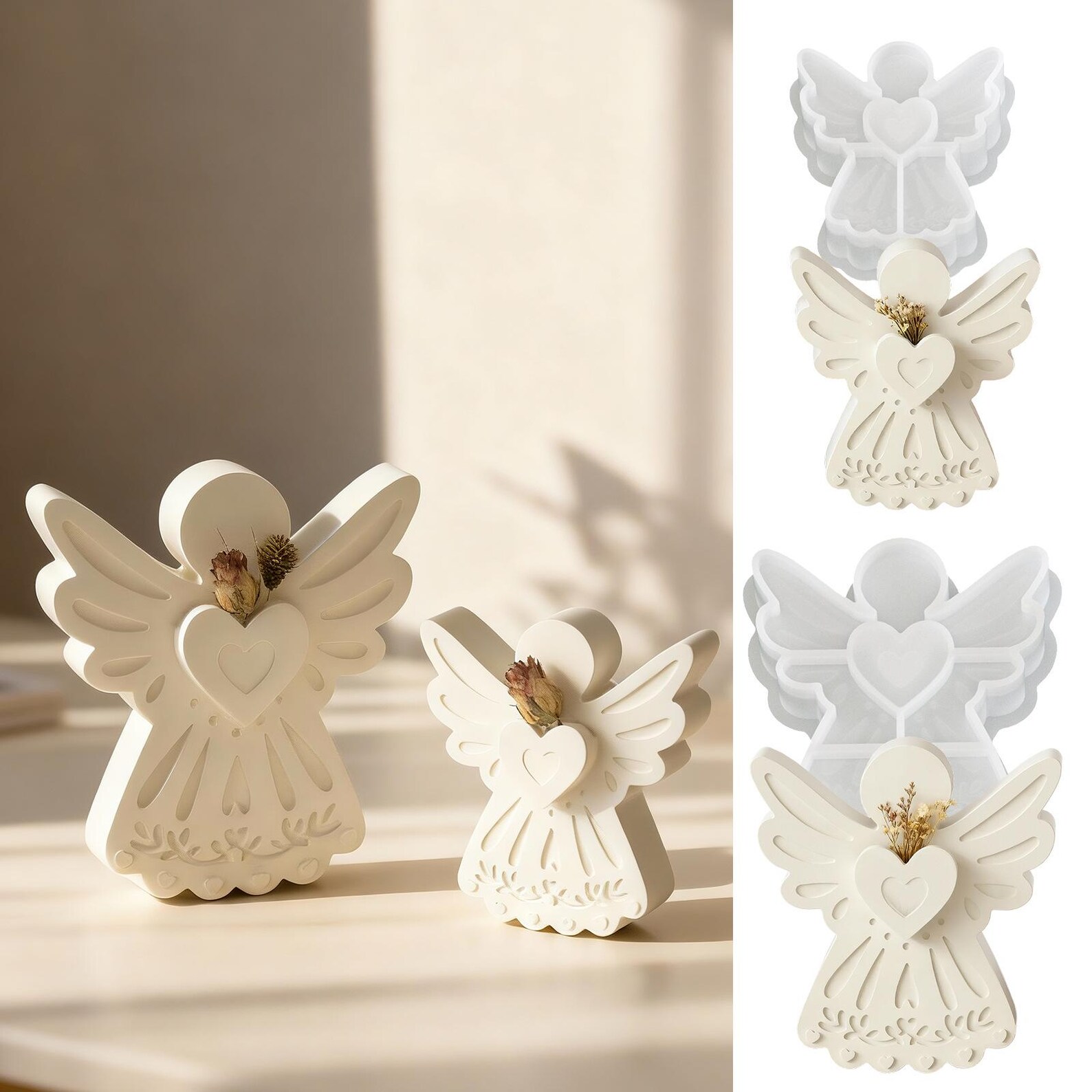 Nordic Angel Girl Silicone Mold-heart Angel Resin Mold-fairy Girl ...
