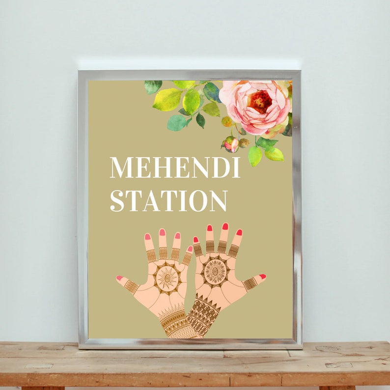 Mehendi Station Sign . Henna Sign for Guest Sangeet Party. - Etsy