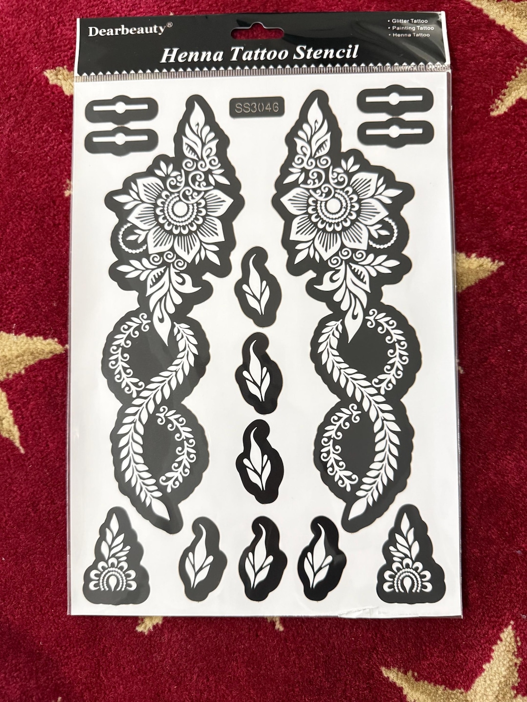 Henna Stencil. Flower and Fingers. Easymehendi Design. Two Hand Mehndi ...