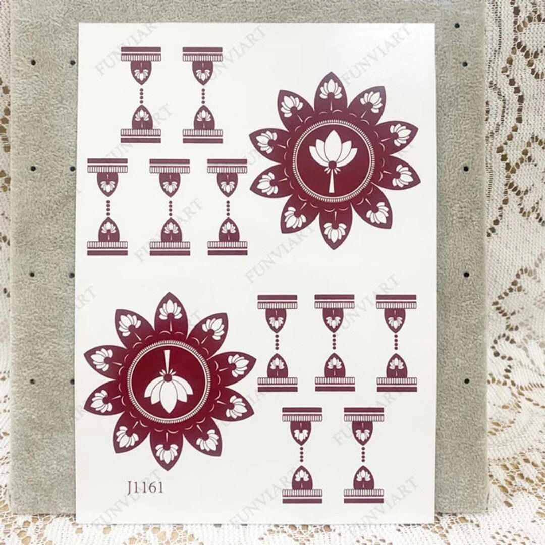 Instant Henna Tattoo Sticker Waterproof Red Fake Mehendi Sticker ...