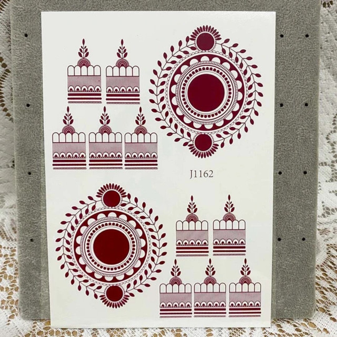 Instant Henna Tattoo Sticker Waterproof Red Fake Mehendi Sticker ...