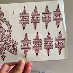 Fake Henna Tattoo Sticker Waterproof Red Instant Mehendi Sticker ...