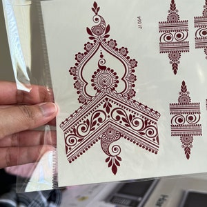 Fake Henna Tattoo Sticker Waterproof Red Instant Mehendi Sticker ...