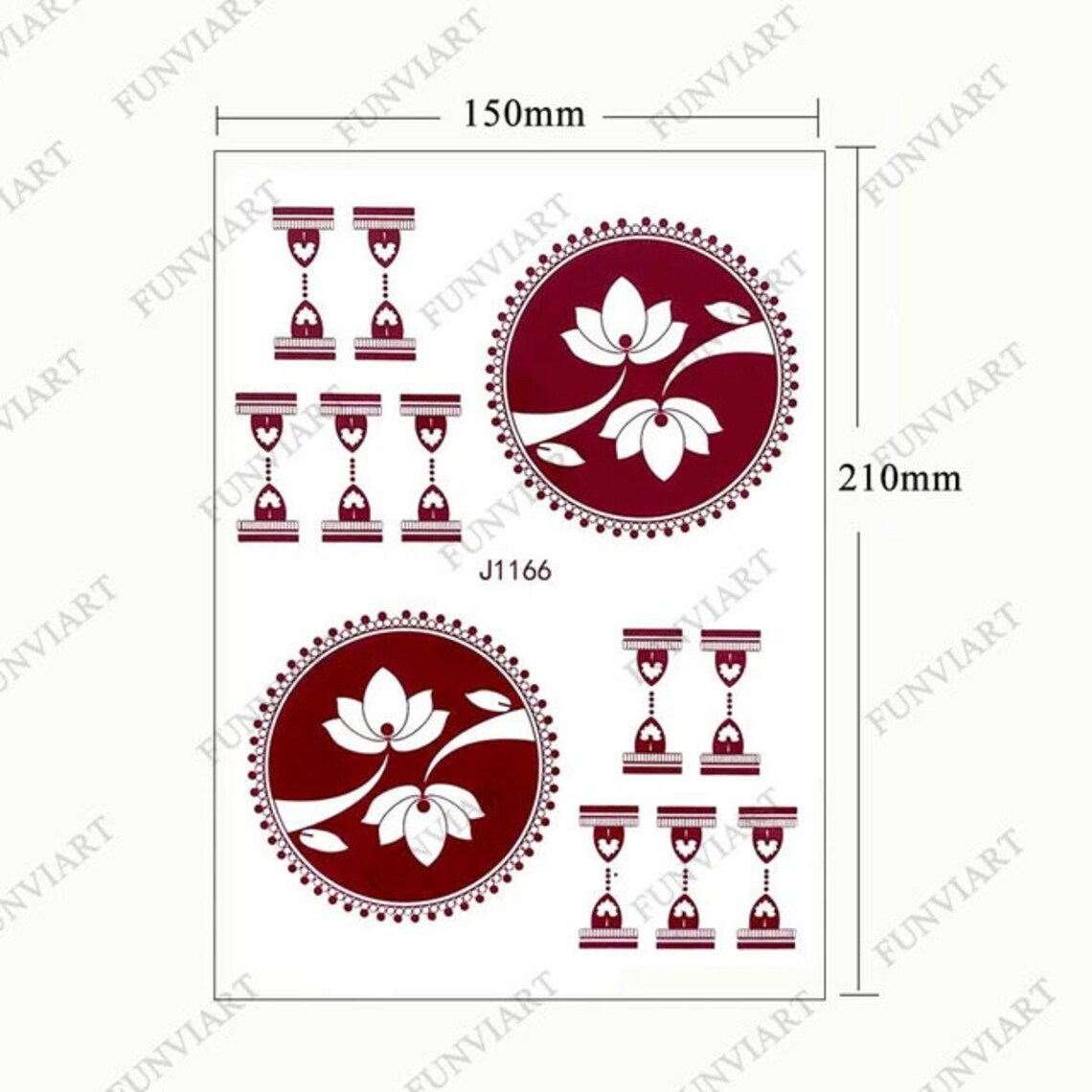 Instant Henna Tattoo Sticker Waterproof Red Fake Mehendi Sticker ...