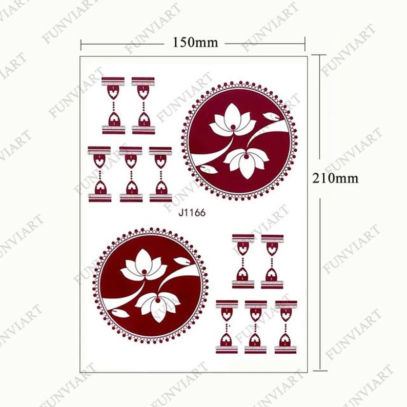 Instant Henna Tattoo Sticker Waterproof Red Fake Mehendi Sticker ...