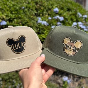 Custom Name Mouse Ears Snapback Hat - Laser Engraved Vegan Leather - Etsy
