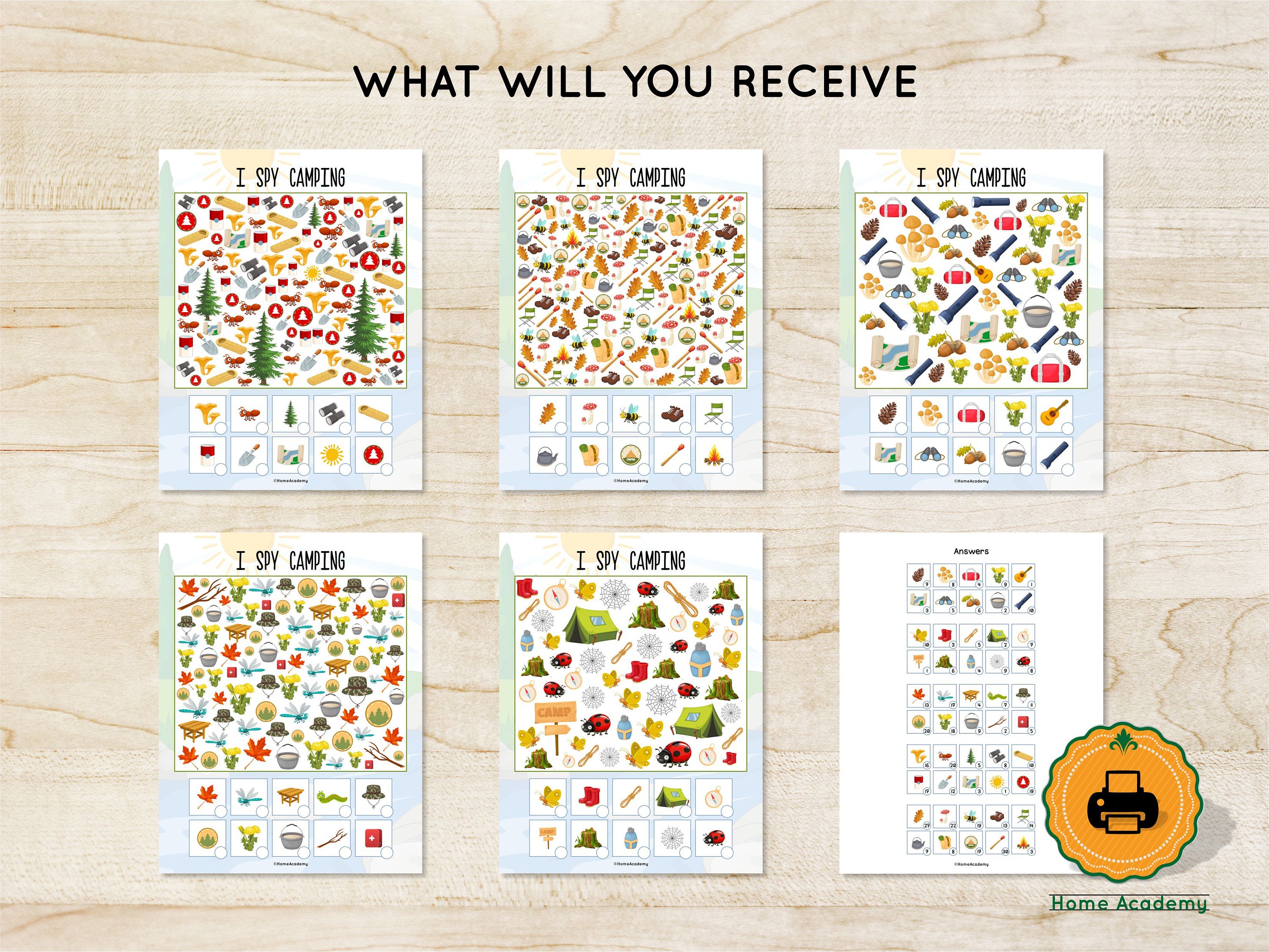 I SPY Printable Camp Games for Kids CAMPING Toddler Activities Birthday ...