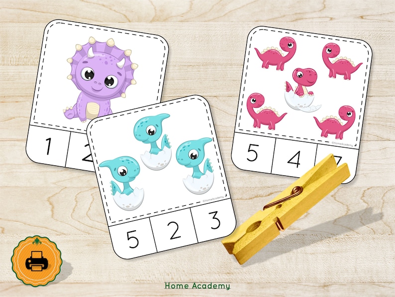 DINOSAUR Math Cards Printable Counting Activities Count and - Etsy