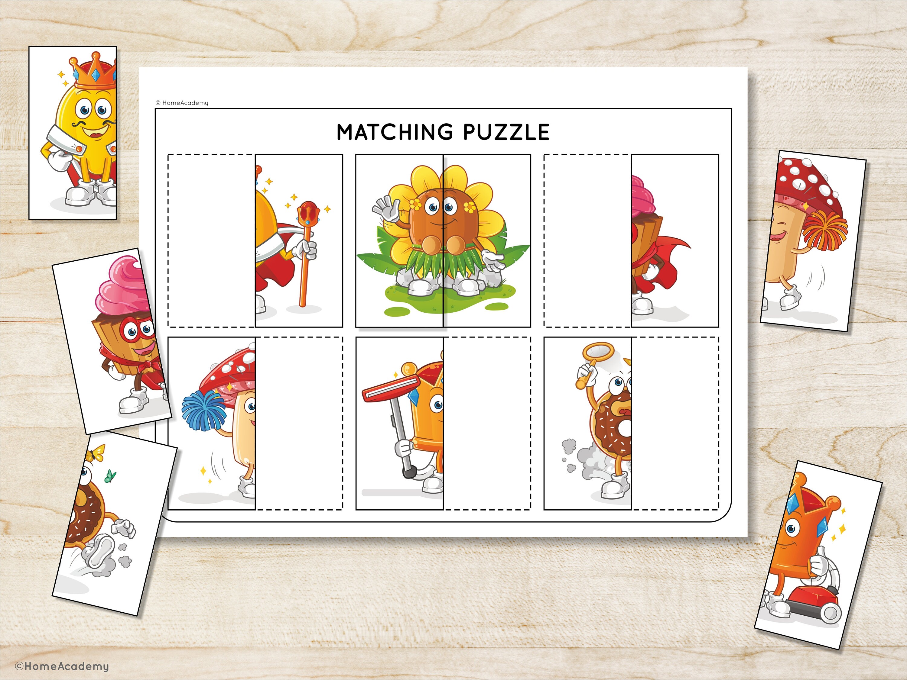Printable PUZZLES Picture Matching Game Kids Activity Worksheets ...