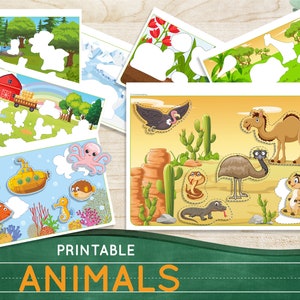 ANIMALS Printable Toddler Learning Toy Homeschool Busy Book Montessori ...