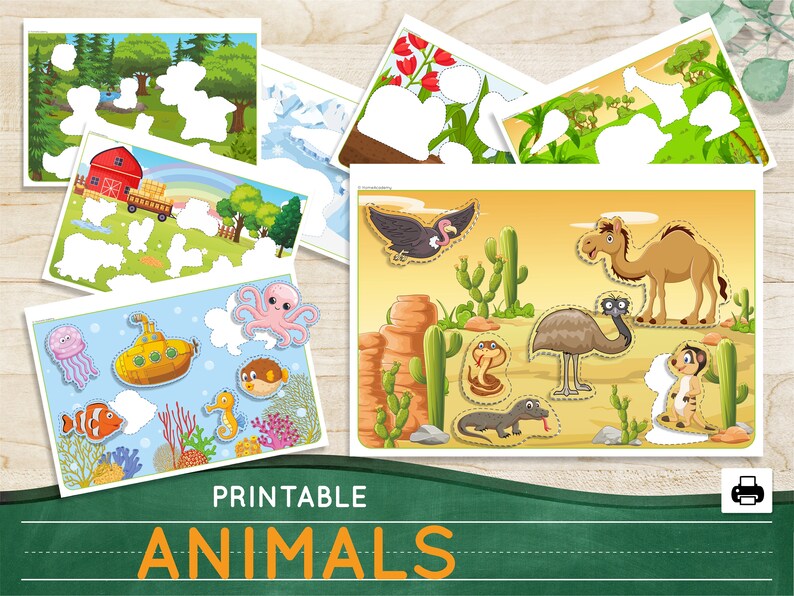 ANIMALS Printable Toddler Learning Toy Homeschool Busy Book Montessori ...