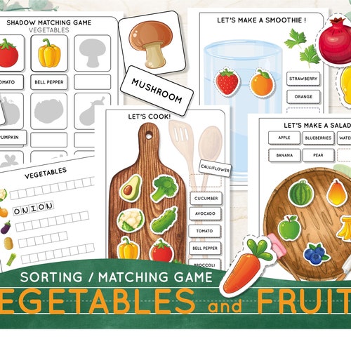 Fruits and Vegetables Sorting Kid's Busy Book Printable - Etsy