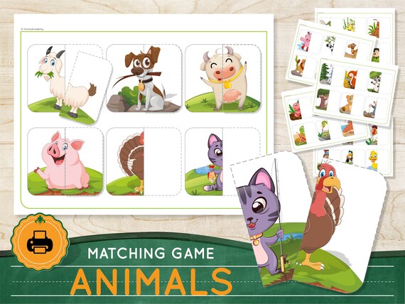 Printable Game ANIMALS Matching Cards Printable Toddler Busy - Etsy