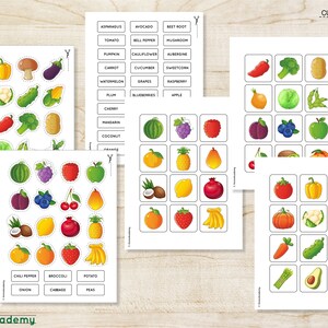 VEGETABLES and FRUITS Matching Game Preschool Worksheets Printable ...