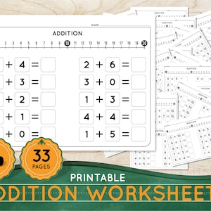 Printable ADDITION Worksheets Counting Activities for Kids Homeschool ...