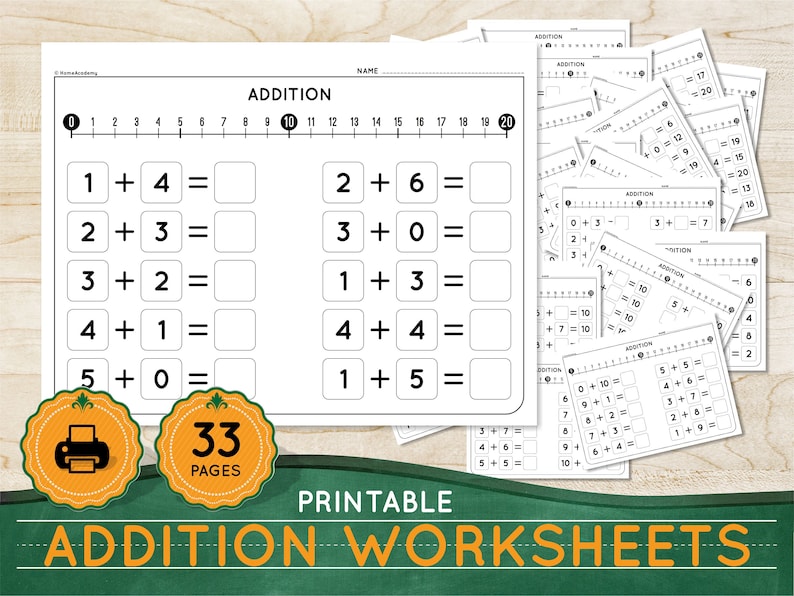 Printable ADDITION Worksheets Counting Activities for Kids Homeschool ...