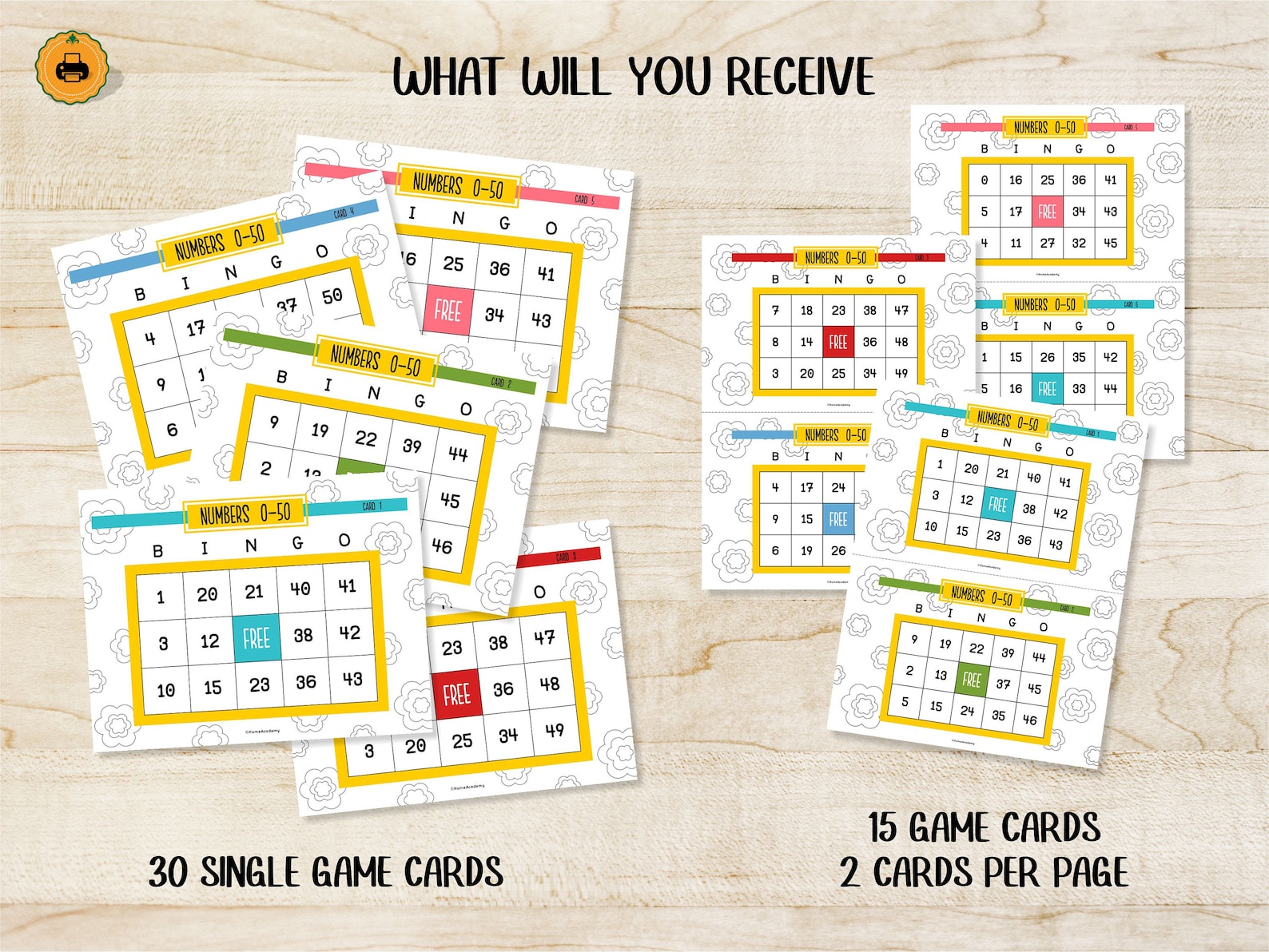 Printable BINGO GAME Number Recognition 0-50 Homeschool - Etsy UK