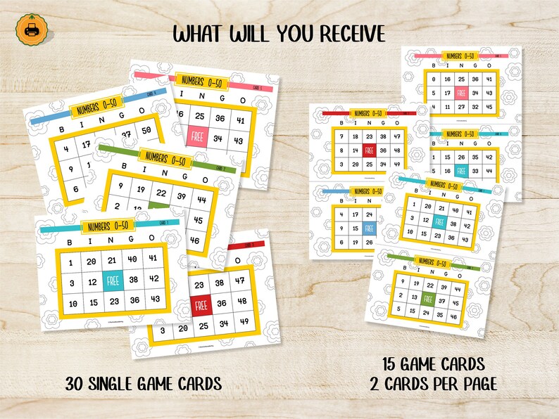 Printable BINGO GAME Number Recognition 0-50 Homeschool - Etsy UK