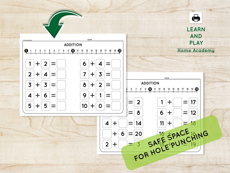 Printable ADDITION Worksheets Counting Activities for Kids Homeschool ...