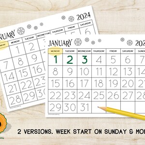 Printable CALENDAR 2024 Traceable Calendar Homeschool Morning Binder ...