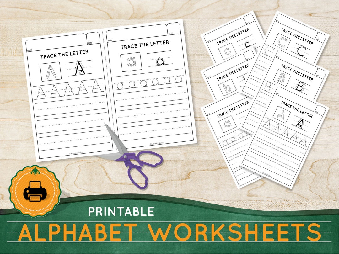 ALPHABET Tracing Printable Worksheets Homeschool Kindergarten Learning ...