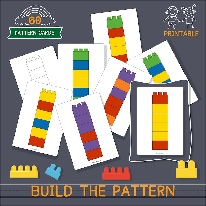 BUILD the PATTERN Toddler Busy Bag Game Cards Educational Game With ...