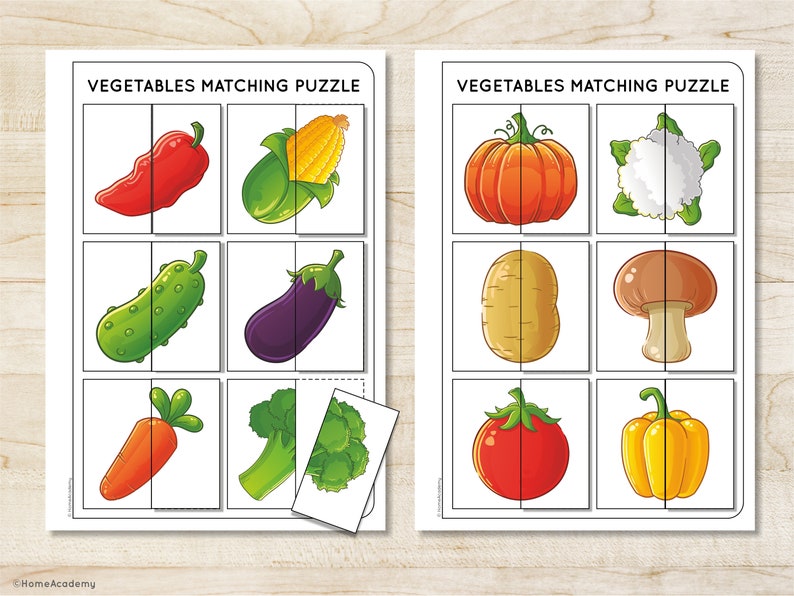 Printable Matching Card Game for Toddler VEGETABLES/FRUIT - Etsy
